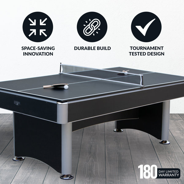 Hathaway Games Hathaway Maverick Deluxe 7 Ft Pool Table, with Ping Pong Multi Game Combo Tables ...